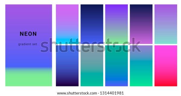 Synthwave neon palette, gradient swatches for desing. Trendy pastel ...