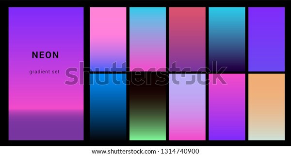 Synthwave Neon Palette Gradient Swatches Desing Stock Vector (Royalty ...