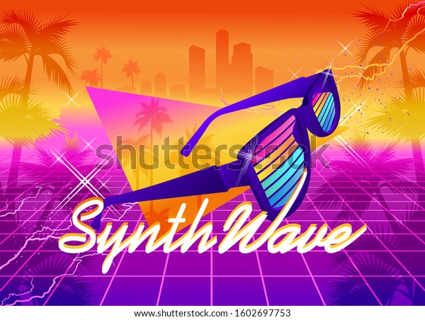 Synthwave Retro Wave Cyber Landscape Laser Stock Vector (Royalty Free ...