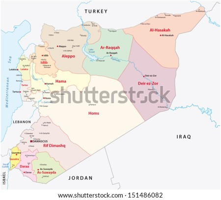 Syria Administrative Map Stock Vector (Royalty Free) 151486082 ...