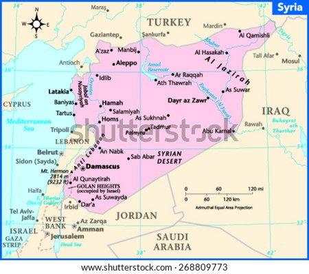 Syria Country Map Stock Vector (Royalty Free) 268809773 - Shutterstock