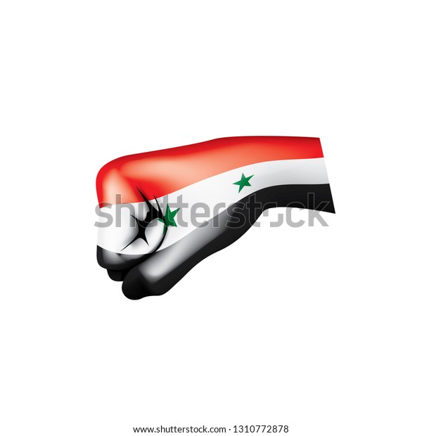 Syria Flag Hand On White Background Stock Vector (Royalty Free ...