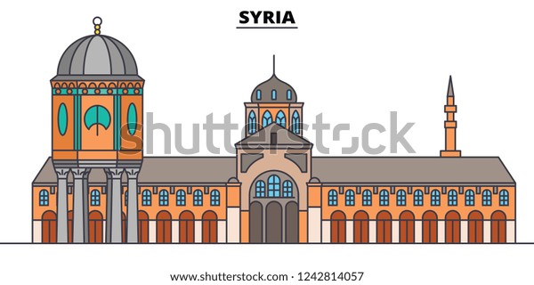 Syria Line Skyline Vector Illustration Syria Stock Vector (Royalty Free ...