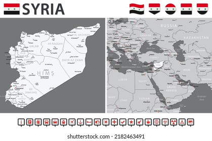 Syria Map Vector Infographic Set Vector Stock Vector (Royalty Free ...