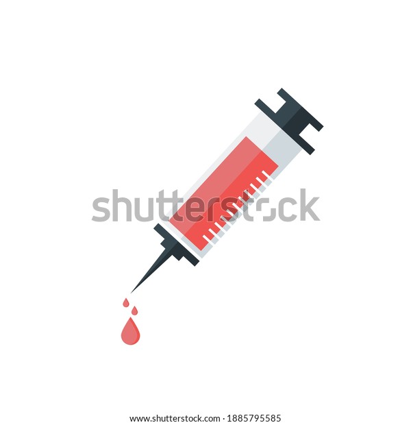 Syringe Blood Vector On White Background Stock Vector (Royalty Free ...