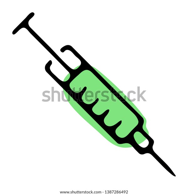 Syringe Doodle Icon Vector Illustration Stock Vector (Royalty Free ...
