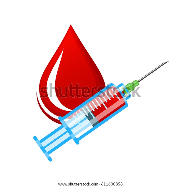 Syringe Drop Blood Stock Vector (Royalty Free) 611600858