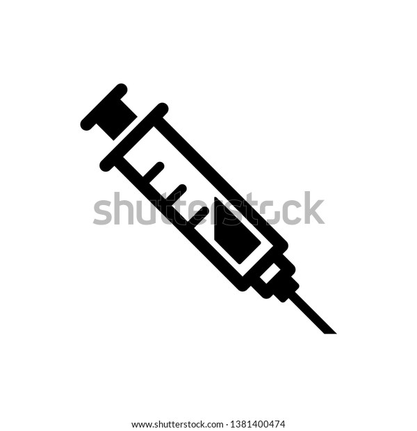 Syringe Icon Vector Black White Stock Vector (Royalty Free) 1381400474 ...
