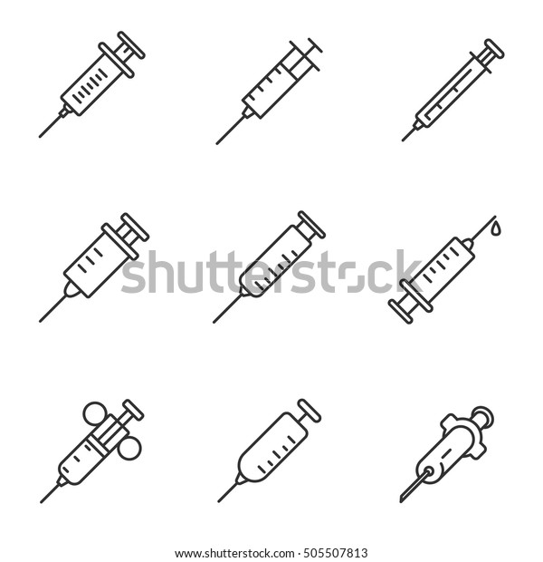 Syringe Icons Set Thin Line Design Stock Vector (Royalty Free) 505507813