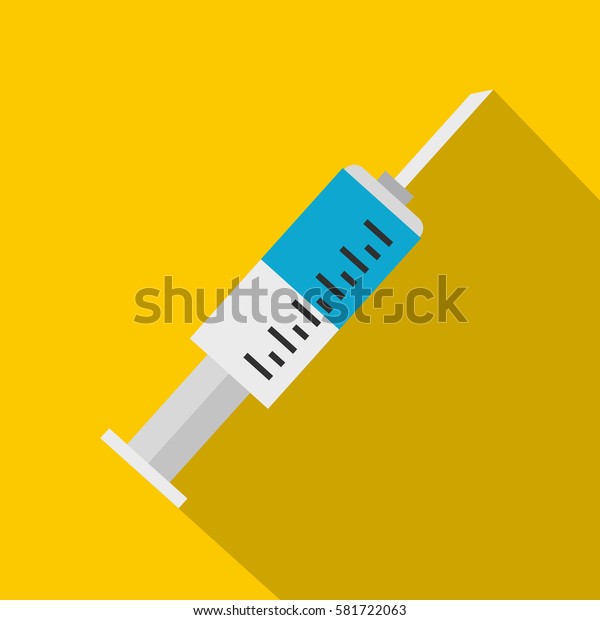 Syringe Injection Needle Icon Flat Illustration Stock Vector (Royalty ...
