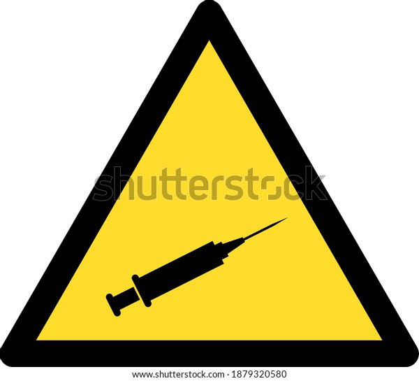 Syringe Warning Icon Flat Style Isolated Stock Vector (Royalty Free ...