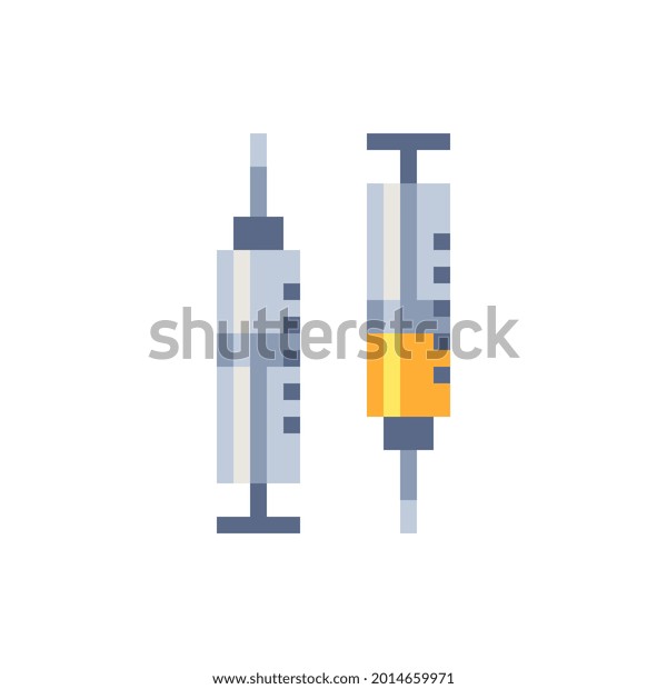 Vektor Stok Syringes Pixel Art Icon Syringe Injection (Tanpa Royalti ...