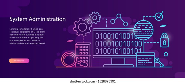 System Administration Concept Web Page Banner Stock Vector (Royalty ...