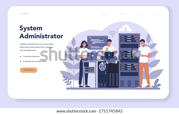 System Administrator People Working On Computer Stock Vector (Royalty ...