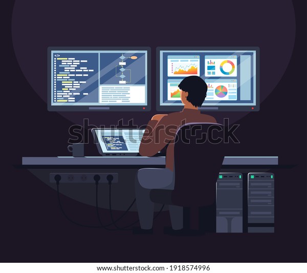 System Administrator Programmer Male Cartoon Character Stock Vector ...