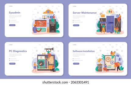 System Administrator Web Banner Landing Page Stock Vector (Royalty Free ...