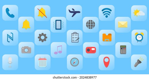 System Icons Standard Mobile Applications Stock Vector (Royalty Free ...