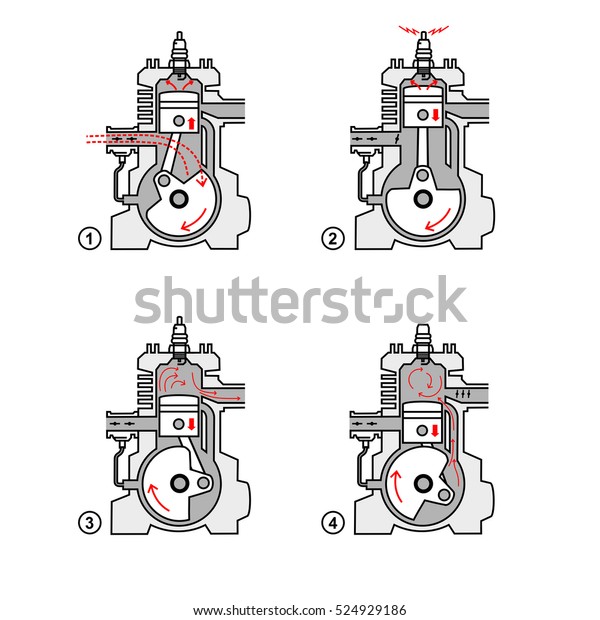 System Twostroke Engines Vectortwostroke Engine Vector Stock Vector ...