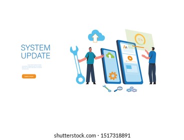 System Updates People Updating Operation Computing Stock Vector ...