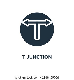 T Junction Icon Black Filled Vector Stock Vector (Royalty Free ...