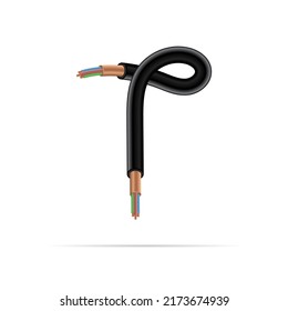 T Letter Electric Cable Design Vector Stock Vector (Royalty Free ...