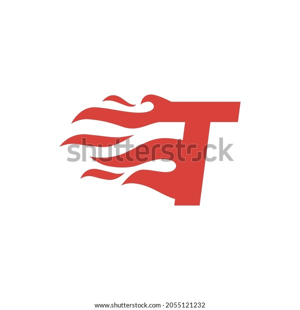 T Letter Fire Flame Hot Uppercase Stock Vector (Royalty Free ...