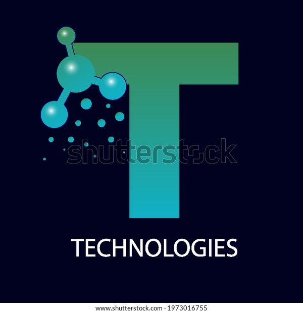 T Letter Technology Logo Molecule Vector Stock Vector (Royalty Free ...