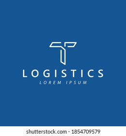 T Logistic Logo Blue Background Stock Vector (Royalty Free) 1854709579 ...