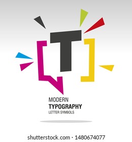 T Modern Typography Letter Symbol Colorful Stock Vector (Royalty Free ...