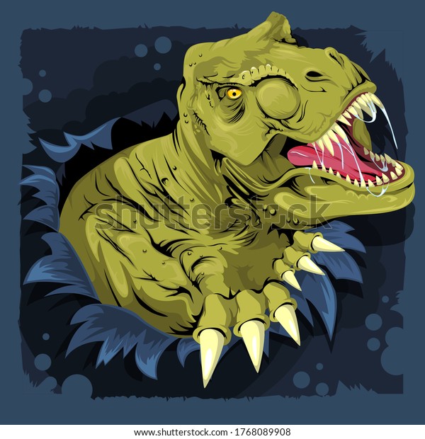 T Rex Cartoon Dinosaur Ripping Through Stock Vector (Royalty Free ...