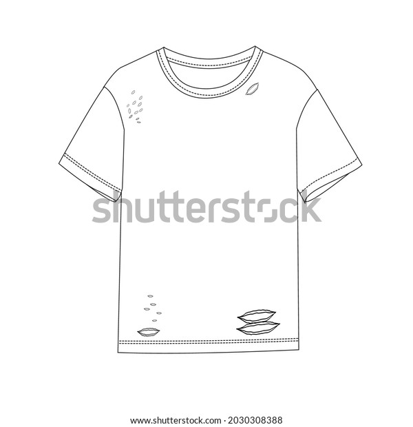T Shirt Fashion Flat Sketch Template Stock Vector Royalty Free
