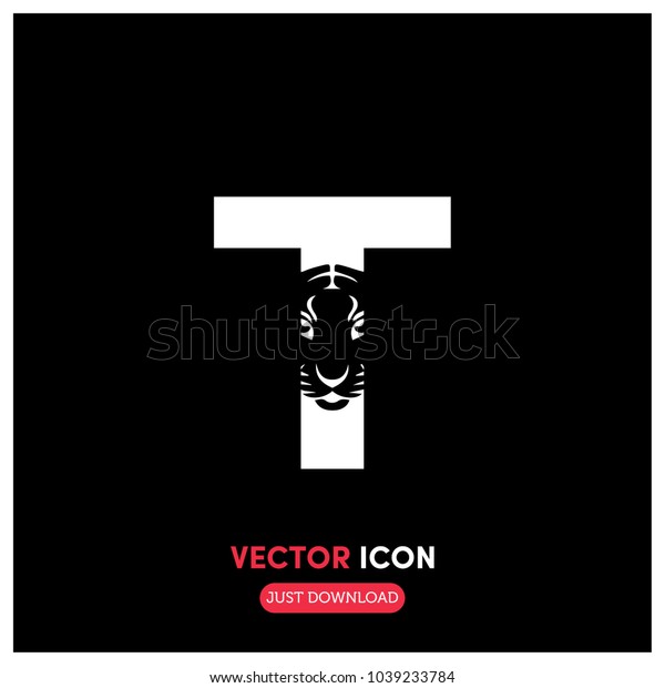 T Typographic Vector Icon Illustrationtiger Logo Stock Vector (Royalty ...