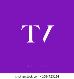 T V Letter Tv Flat Monogram Stock Vector (Royalty Free) 1084723124
