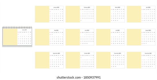 Table Calendar 2021 Templates Design Vector Stock Vector (Royalty Free ...