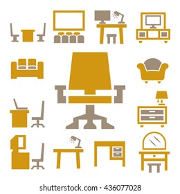 Table Chair Seat Icon Set Stock Vector (Royalty Free) 436077028 ...