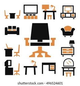Table Chair Seat Icon Set Stock Vector (Royalty Free) 496524601 ...