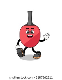 Table Tennis Racket Cartoon Walking Character Stock Vector (Royalty ...