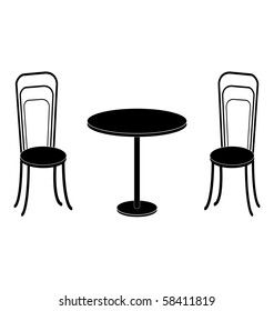 Cartoon Table Covered White Cloth Two Stock Vector (Royalty Free ...