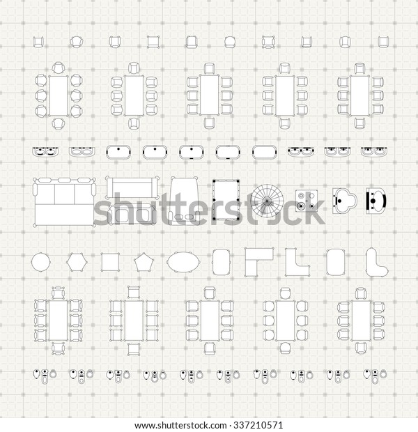 Tables Chairs Vector Illustration Interior Outline Stock Vector ...