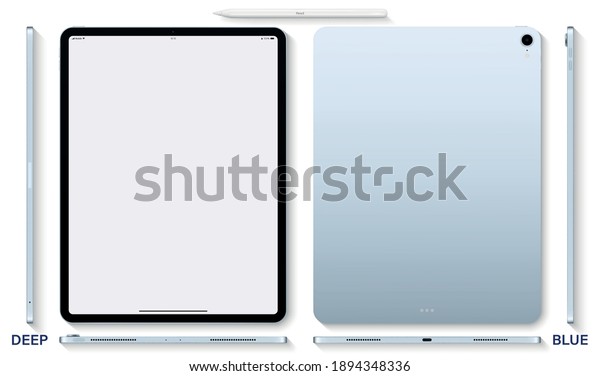 Tablet Blue Color Blank Touch Screen Stock Vector (Royalty Free) 1894348336