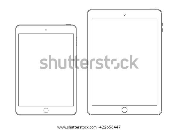 Tablet Icons Set Outline Design Isolated Stock Vector (Royalty Free ...