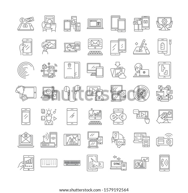 Tablet Linear Icons Signs Symbols Vector Stock Vector (Royalty Free ...