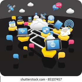 Tablet Pcwirelesscloud Computingcommunication Concept Stock Vector (Royalty Free) 85107457 ...