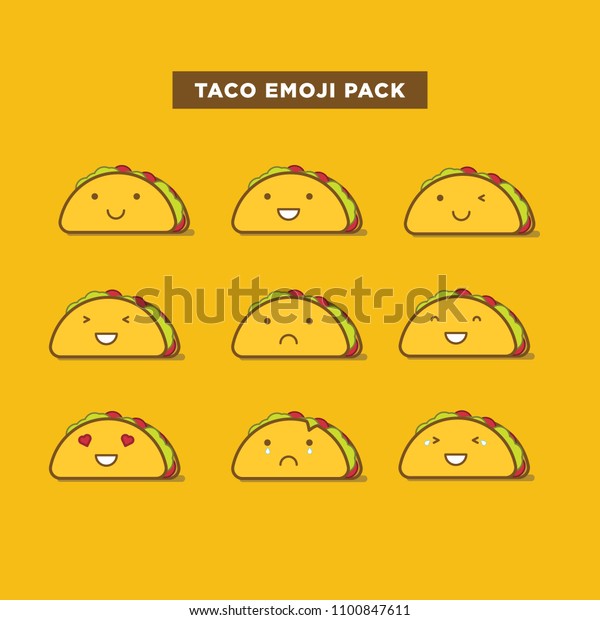 Taco Emoticon Set Taco Emojis Stock Vector (Royalty Free) 1100847611
