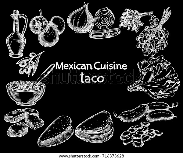 Taco Ingredients Food Vector Sketch Stock Vector (Royalty Free ...
