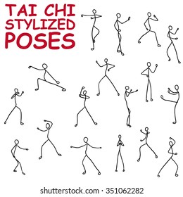 Tai Chi Poses Set Simple Lines 库存矢量图（免版税）351062282 | Shutterstock