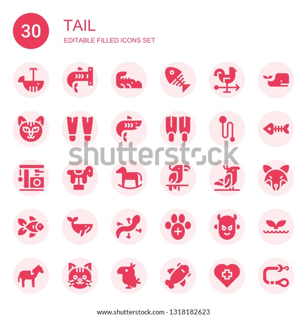 Tail Icon Set Collection 30 Filled Stock Vector (Royalty Free ...