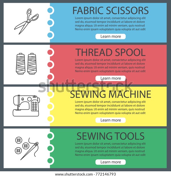 Tailoring Web Banner Templates Set Fabric Stock Vector (Royalty Free ...