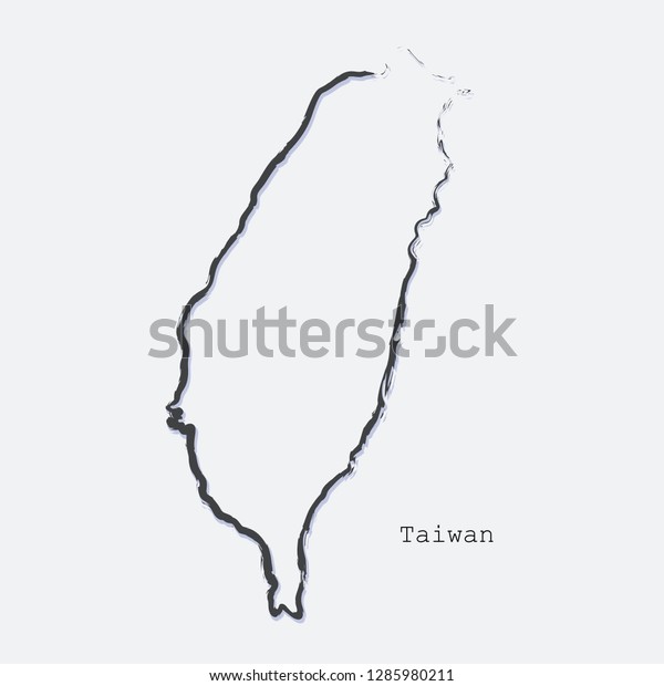 Taiwan Country Map Line Shape Brush Stock Vector (Royalty Free ...