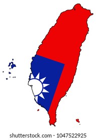 Taiwan Map Flag Design Isolated On Stock Vector (Royalty Free ...